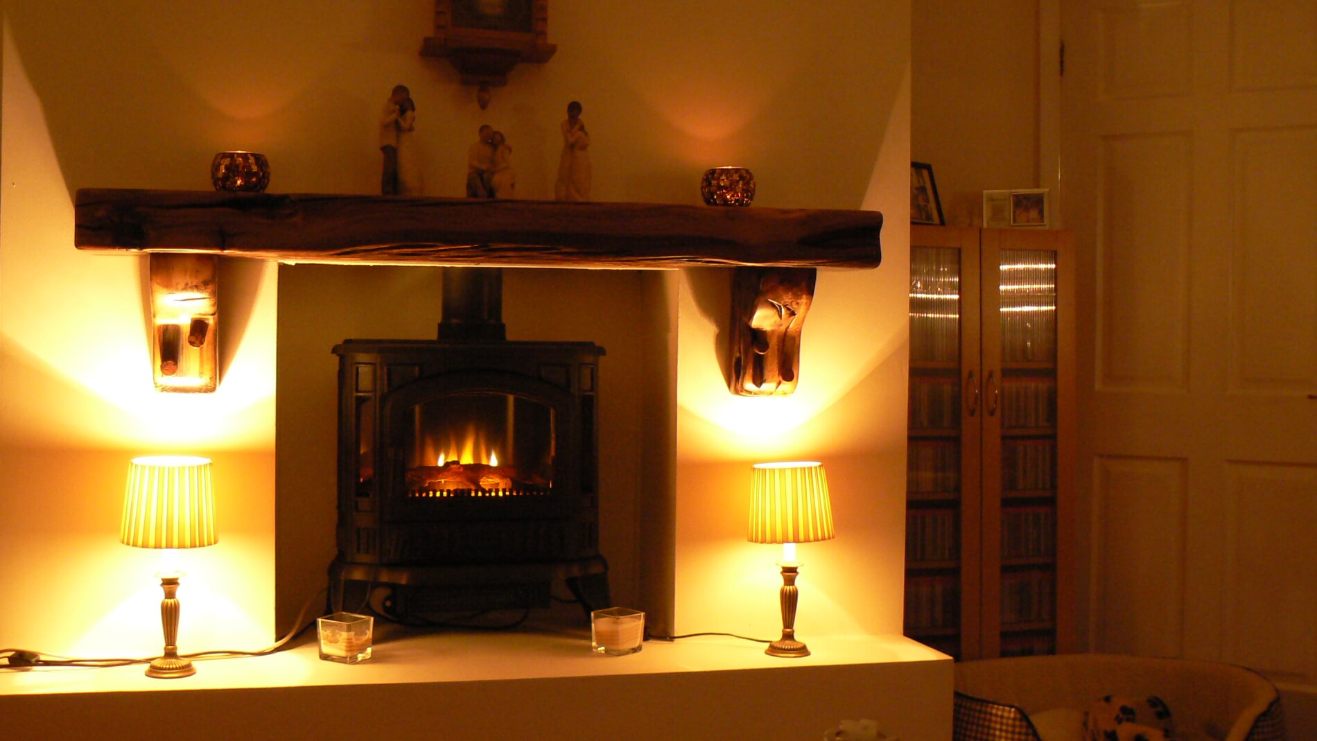 Oak reclaimed railway sleeper mantel beams & fire surrounds