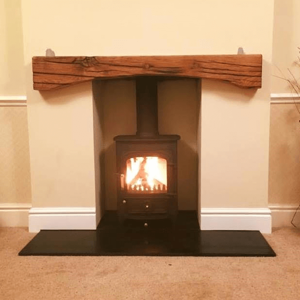 Oak reclaimed railway sleeper mantel beams & fire surrounds